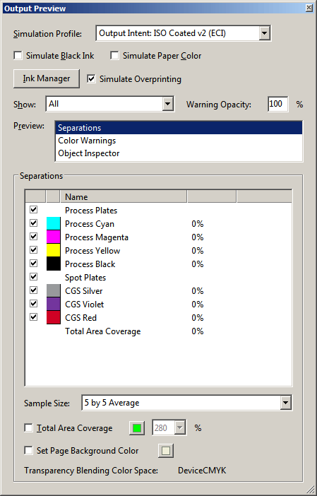 Proofing and printing documents that include spot inks